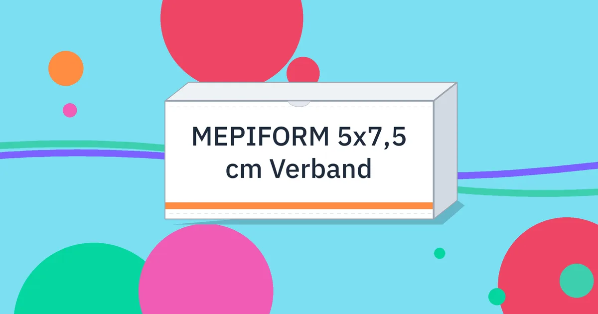 Symbolbild: Packung mit der Aufschrift MEPIFORM 5x7,5 cm Verband (PZN 10263930) – Verfügbarkeit und Bezug in Apotheken in Frankfurt am Main