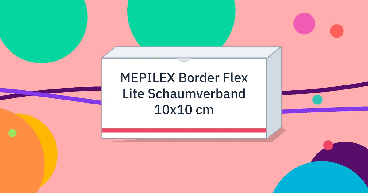 Symbolbild: Packung mit der Aufschrift MEPILEX Border Flex Lite Schaumverband 10x10 cm (PZN 18032791) – Verfügbarkeit und Bezug in Apotheken in Frankfurt am Main