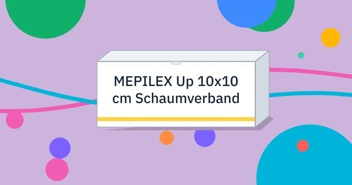 Symbolbild: Packung mit der Aufschrift MEPILEX Up 10x10 cm Schaumverband (PZN 19980722) – Verfügbarkeit und Bezug in Apotheken in Frankfurt am Main