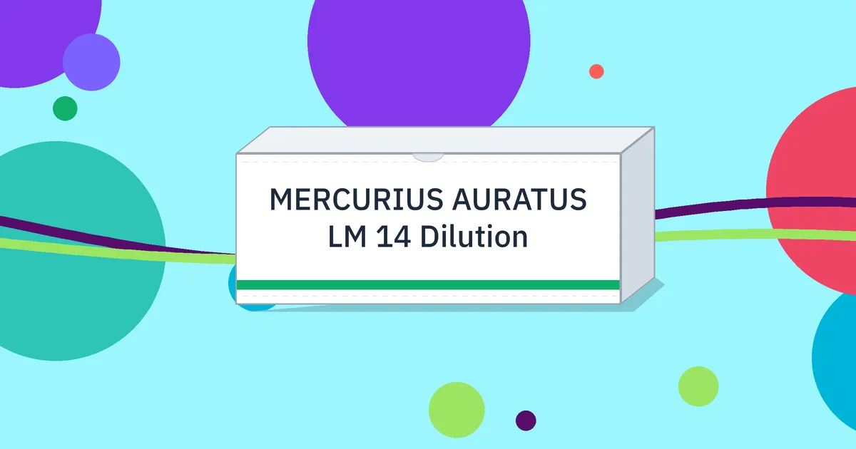 Symbolbild: Packung mit der Aufschrift MERCURIUS AURATUS LM 14 Dilution (PZN 12948230) – Verfügbarkeit und Bezug in Apotheken in Frankfurt am Main
