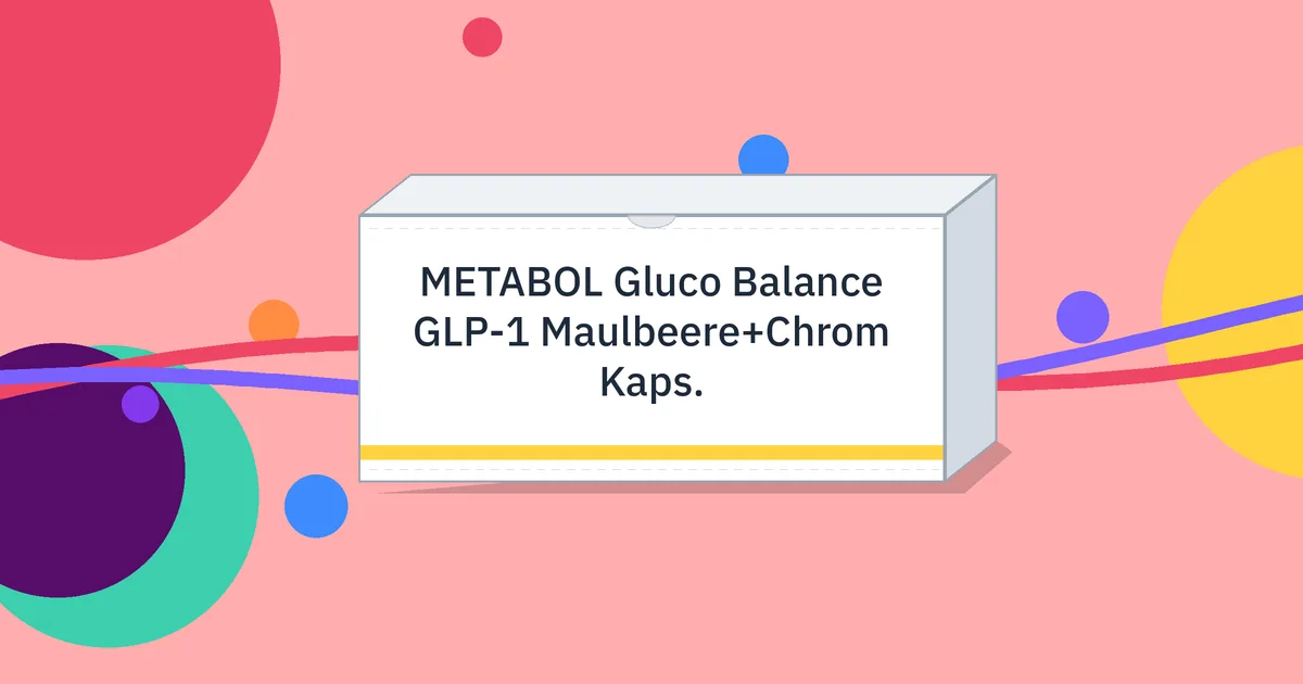 Symbolbild: Packung mit der Aufschrift METABOL Gluco Balance GLP-1 Maulbeere+Chrom Kaps. (PZN 20101335) – Verfügbarkeit und Bezug in Apotheken in Frankfurt am Main