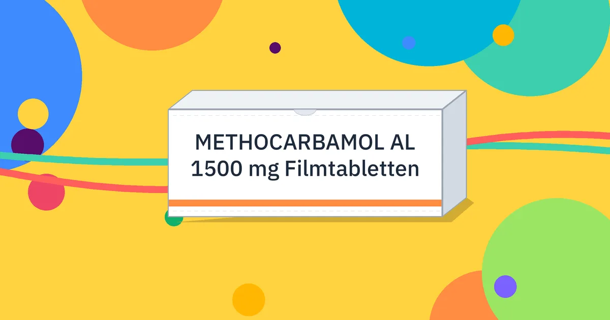 Symbolbild: Packung mit der Aufschrift METHOCARBAMOL AL 1500 mg Filmtabletten (PZN 18021304) – Verfügbarkeit und Bezug in Apotheken in Frankfurt am Main