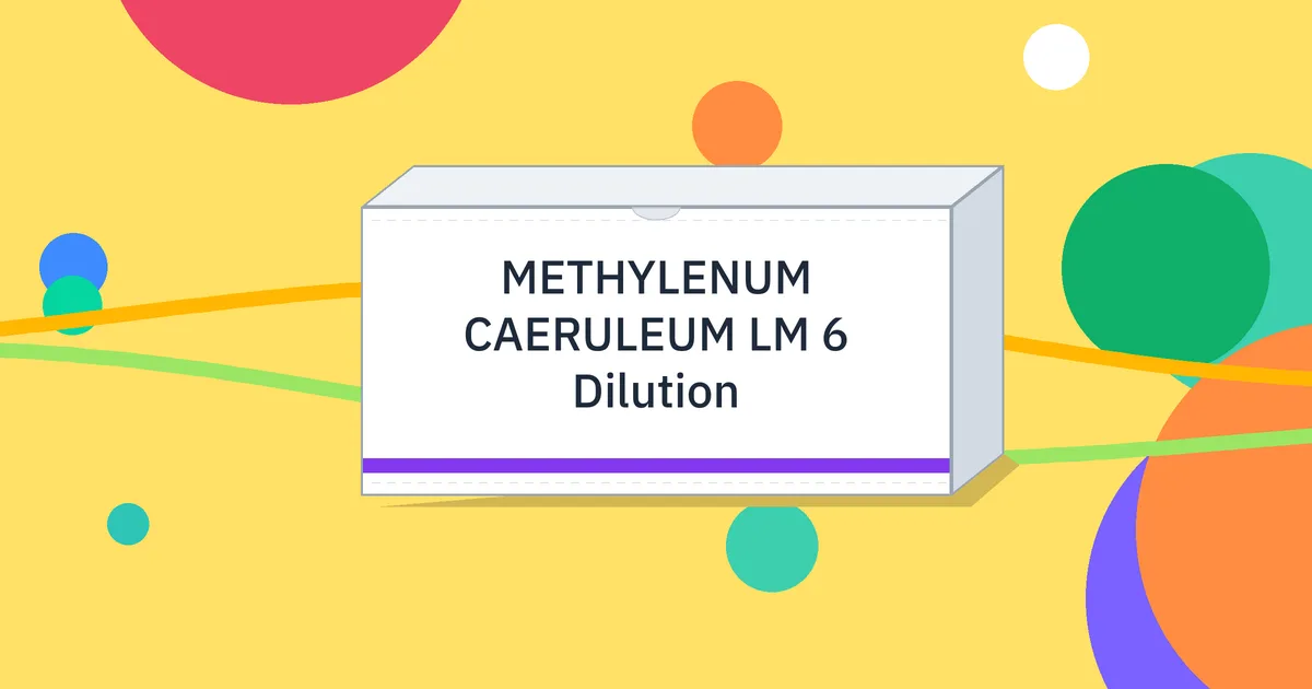 Symbolbild: Packung mit der Aufschrift METHYLENUM CAERULEUM LM 6 Dilution (PZN 13606968) – Verfügbarkeit und Bezug in Apotheken in Frankfurt am Main