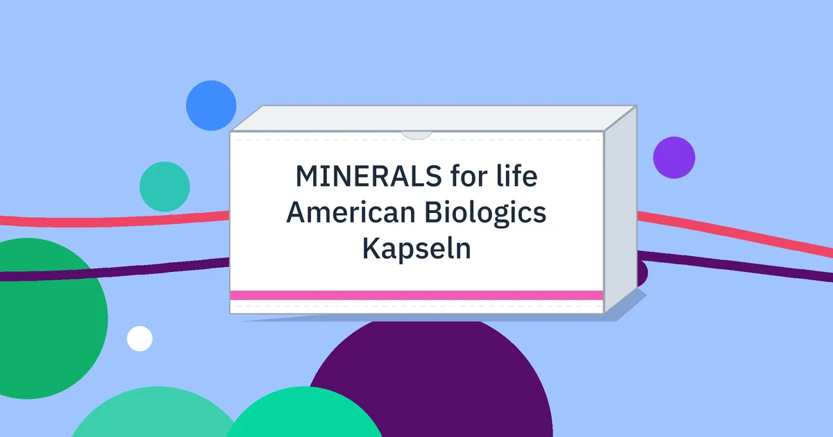Symbolbild: Packung mit der Aufschrift MINERALS for life American Biologics Kapseln (PZN 16700633) – Verfügbarkeit und Bezug in Apotheken in Frankfurt am Main