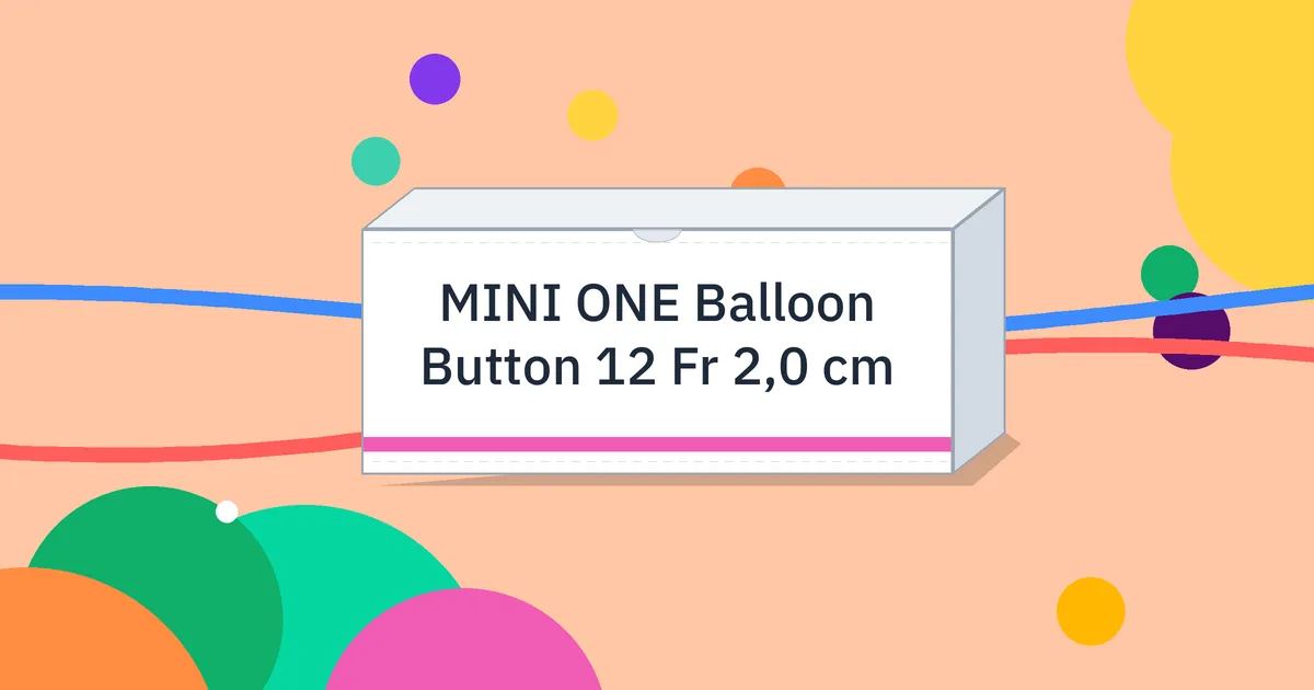 Symbolbild: Packung mit der Aufschrift MINI ONE Balloon Button 12 Fr 2,0 cm (PZN 14341727) – Verfügbarkeit und Bezug in Apotheken in Frankfurt am Main