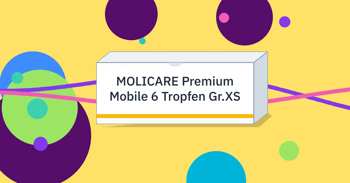 Symbolbild: Packung mit der Aufschrift MOLICARE Premium Mobile 6 Tropfen Gr.XS (PZN 14442948) – Verfügbarkeit und Bezug in Apotheken in Frankfurt am Main