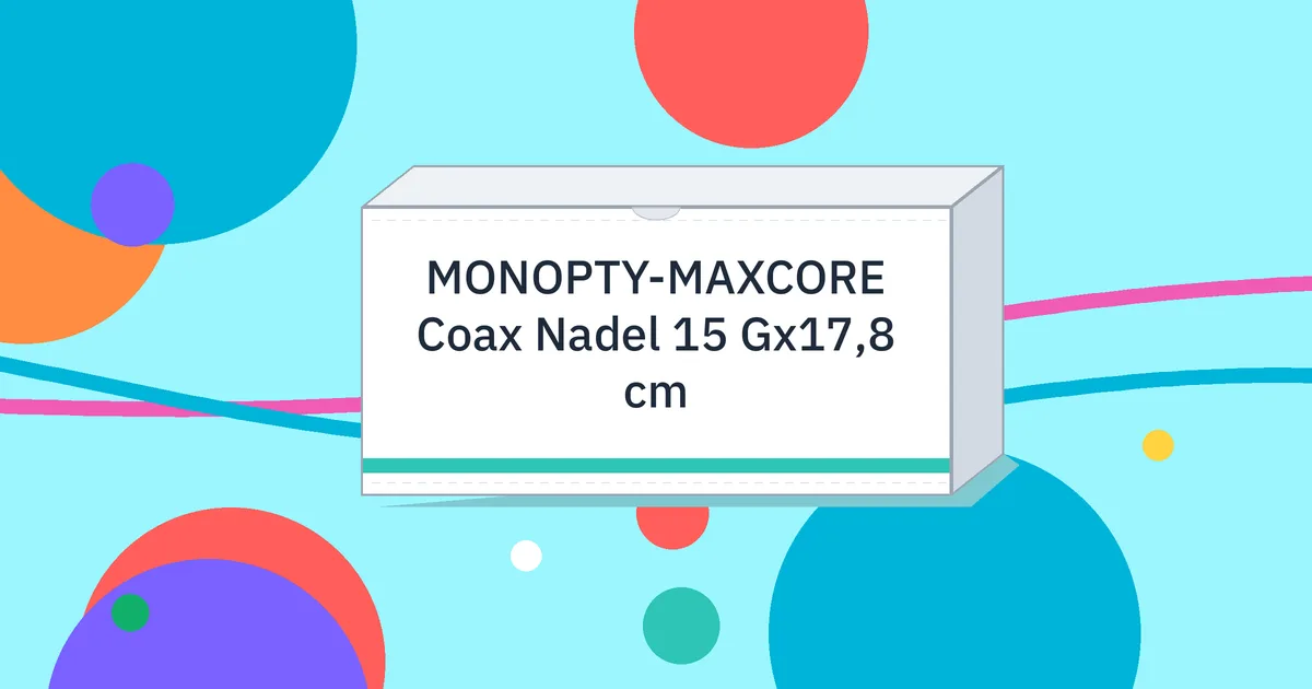 Symbolbild: Packung mit der Aufschrift MONOPTY-MAXCORE Coax Nadel 15 Gx17,8 cm (PZN 07780768) – Verfügbarkeit und Bezug in Apotheken in Frankfurt am Main
