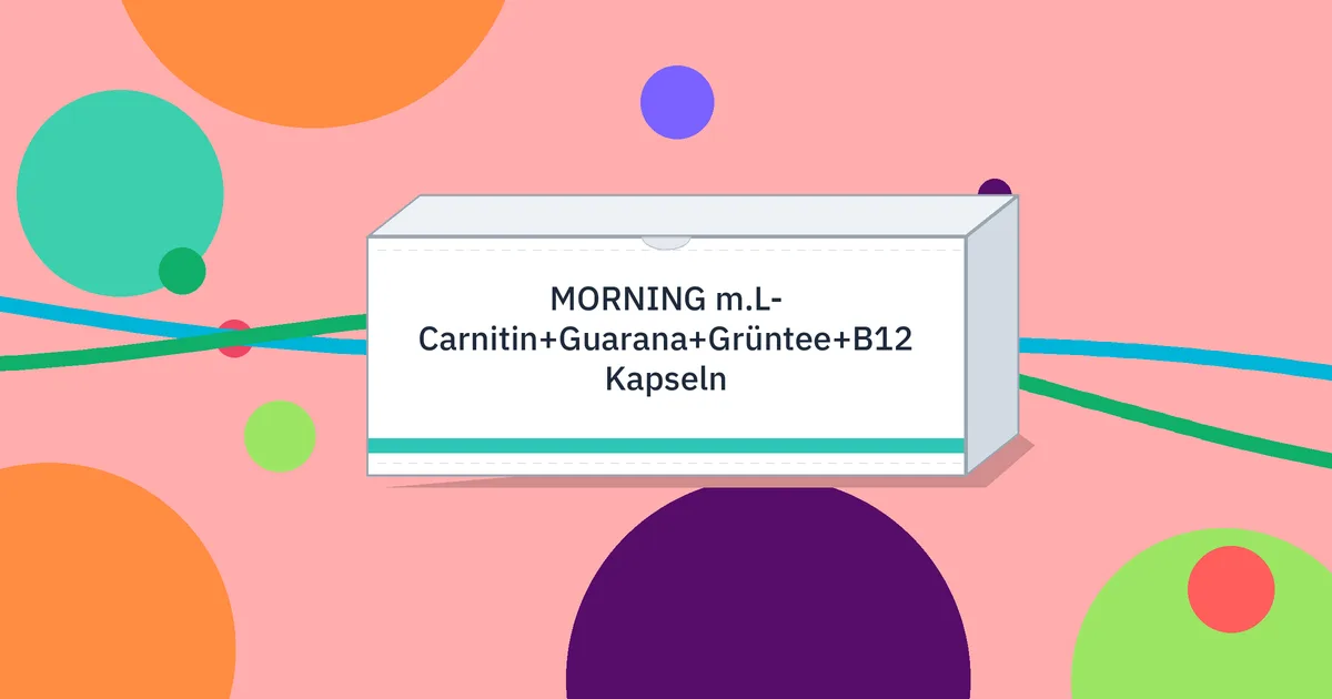 Symbolbild: Packung mit der Aufschrift MORNING m.L-Carnitin+Guarana+Grüntee+B12 Kapseln (PZN 18362005) – Verfügbarkeit und Bezug in Apotheken in Frankfurt am Main