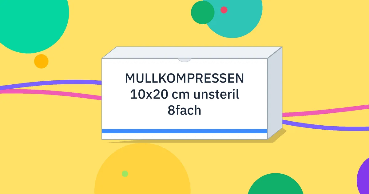 Symbolbild: Packung mit der Aufschrift MULLKOMPRESSEN 10x20 cm unsteril 8fach (PZN 07099680) – Verfügbarkeit und Bezug in Apotheken in Frankfurt am Main