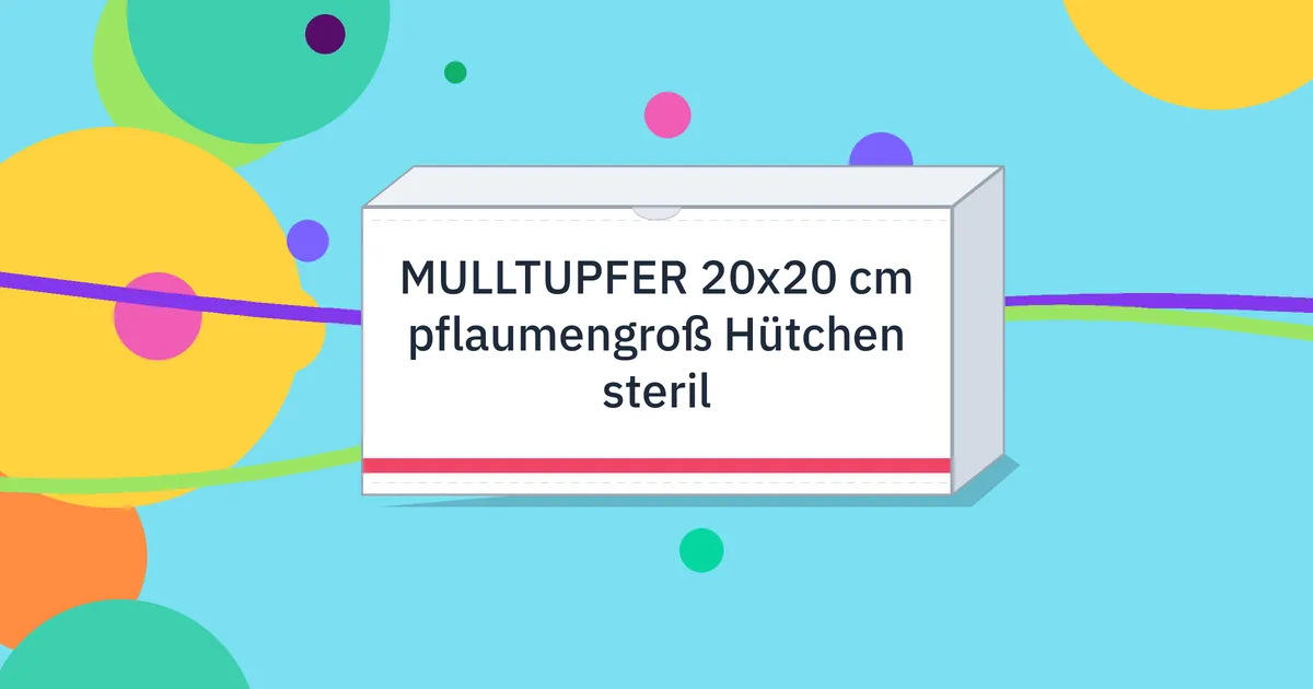 Symbolbild: Packung mit der Aufschrift MULLTUPFER 20x20 cm pflaumengroß Hütchen steril (PZN 01364075) – Verfügbarkeit und Bezug in Apotheken in Frankfurt am Main