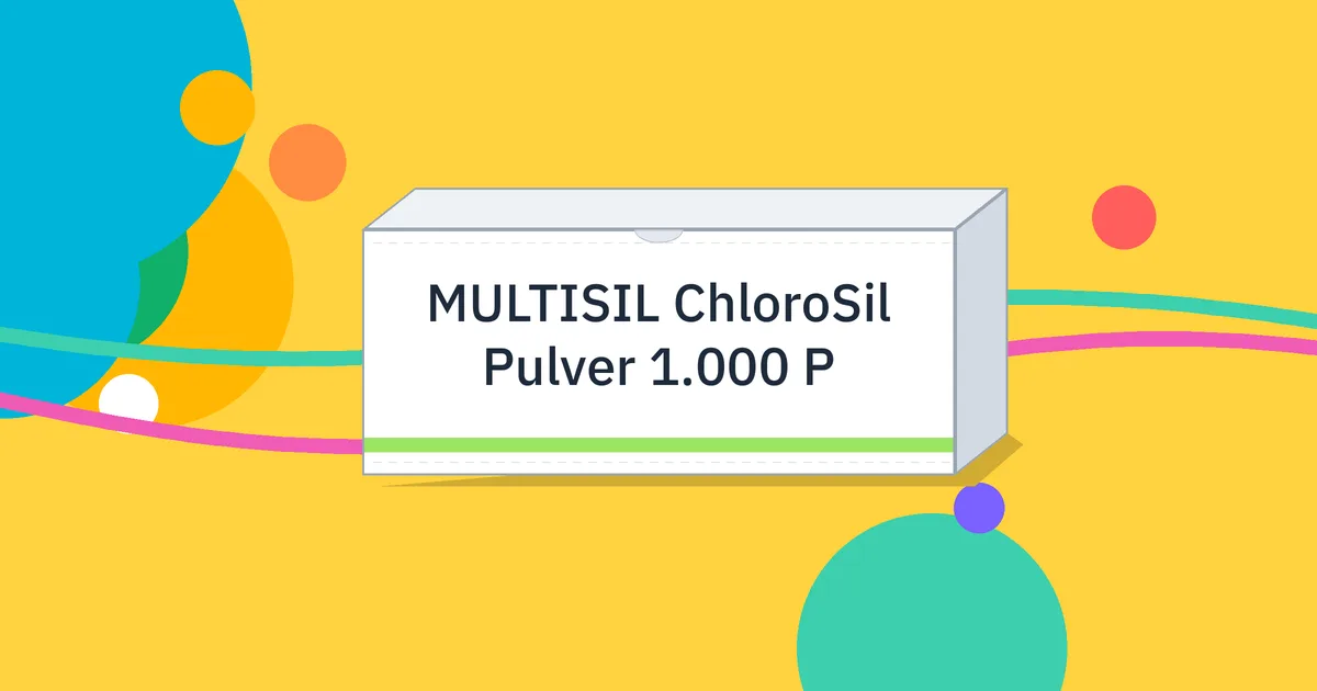 Symbolbild: Packung mit der Aufschrift MULTISIL ChloroSil Pulver 1.000 P (PZN 15396771) – Verfügbarkeit und Bezug in Apotheken in Frankfurt am Main