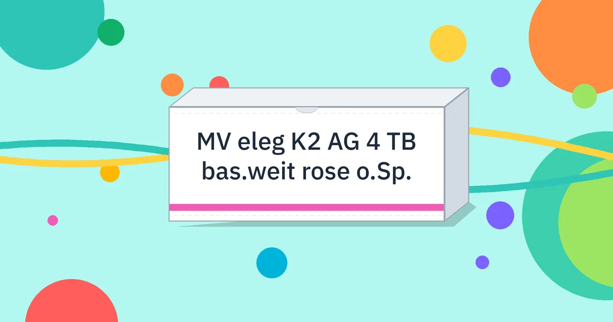 Symbolbild: Packung mit der Aufschrift MV eleg K2 AG 4 TB bas.weit rose o.Sp. (PZN 14700468) – Verfügbarkeit und Bezug in Apotheken in Frankfurt am Main