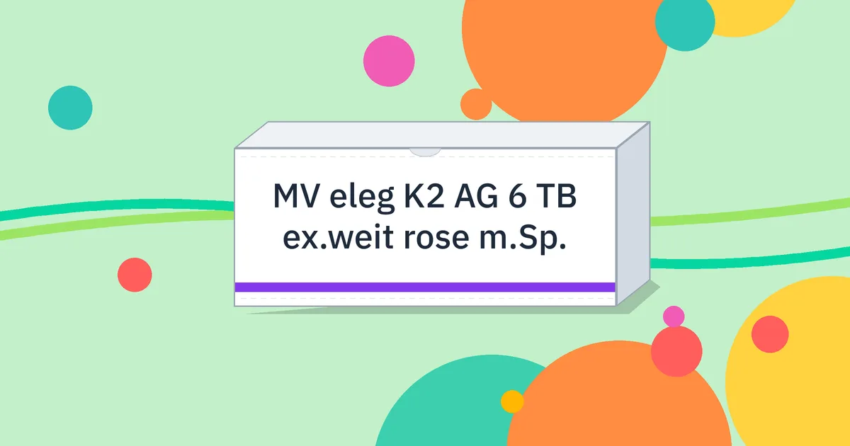 Symbolbild: Packung mit der Aufschrift MV eleg K2 AG 6 TB ex.weit rose m.Sp. (PZN 14700020) – Verfügbarkeit und Bezug in Apotheken in Frankfurt am Main