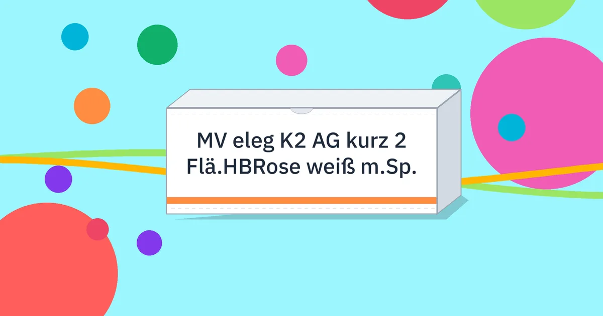 Symbolbild: Packung mit der Aufschrift MV eleg K2 AG kurz 2 Flä.HBRose weiß m.Sp. (PZN 15705290) – Verfügbarkeit und Bezug in Apotheken in Frankfurt am Main