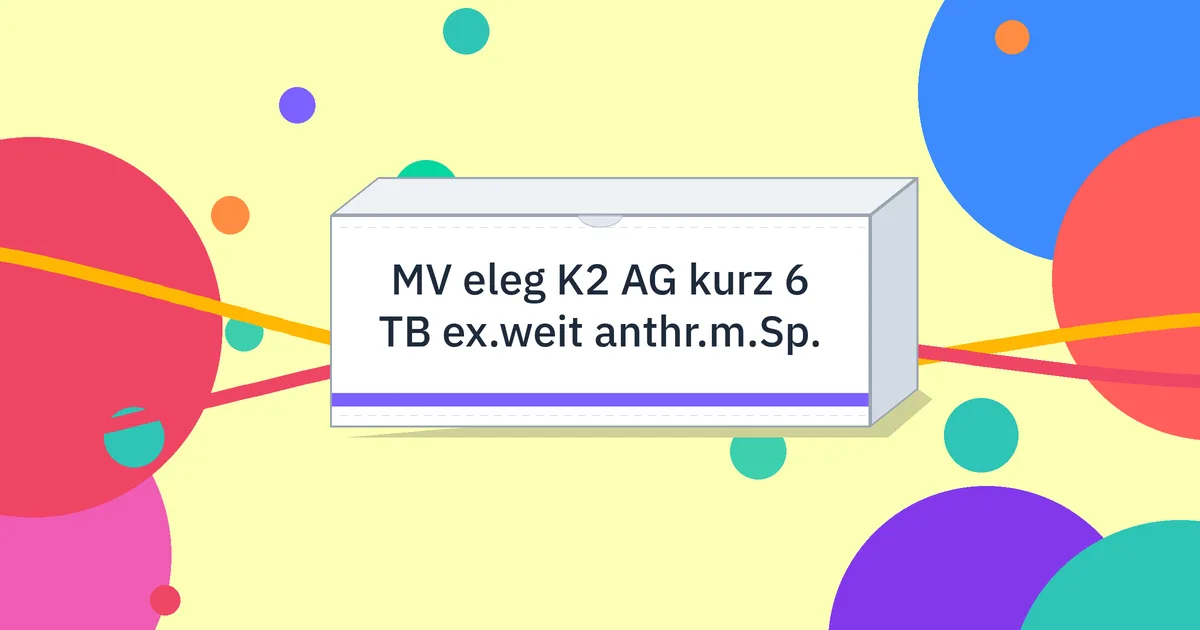 Symbolbild: Packung mit der Aufschrift MV eleg K2 AG kurz 6 TB ex.weit anthr.m.Sp. (PZN 09879790) – Verfügbarkeit und Bezug in Apotheken in Frankfurt am Main