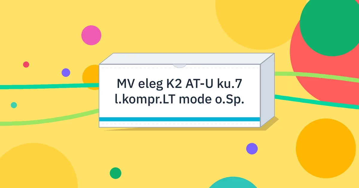 Symbolbild: Packung mit der Aufschrift MV eleg K2 AT-U ku.7 l.kompr.LT mode o.Sp. (PZN 06192006) – Verfügbarkeit und Bezug in Apotheken in Frankfurt am Main