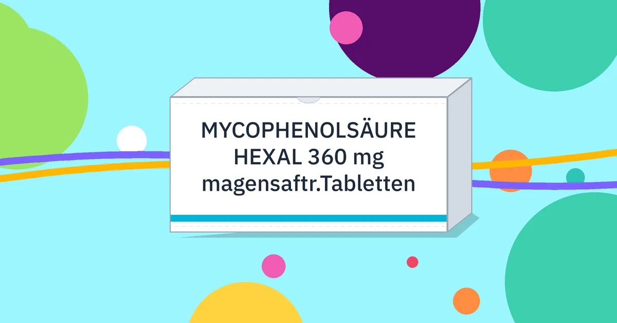 Symbolbild: Packung mit der Aufschrift MYCOPHENOLSÄURE HEXAL 360 mg magensaftr.Tabletten (PZN 13502424) – Verfügbarkeit und Bezug in Apotheken in Frankfurt am Main
