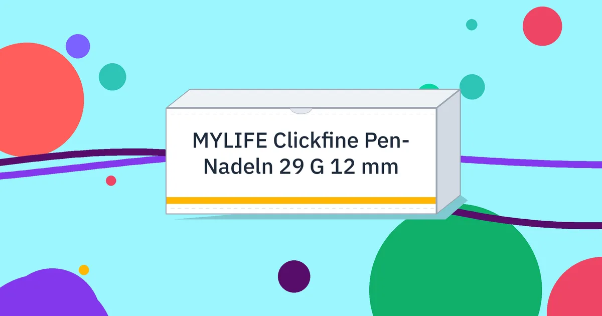 Symbolbild: Packung mit der Aufschrift MYLIFE Clickfine Pen-Nadeln 29 G 12 mm (PZN 19858547) – Verfügbarkeit und Bezug in Apotheken in Frankfurt am Main