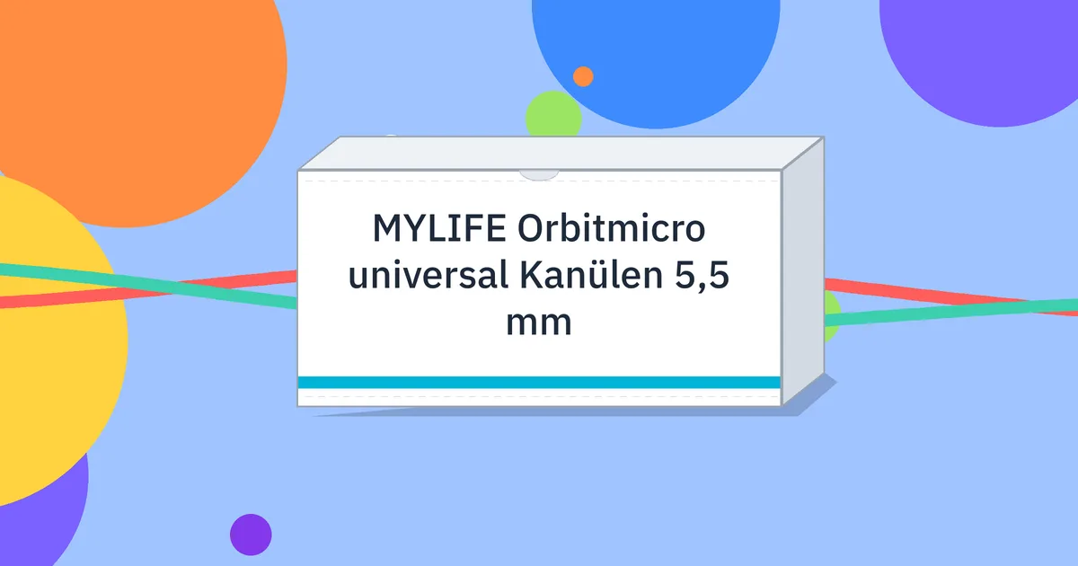 Symbolbild: Packung mit der Aufschrift MYLIFE Orbitmicro universal Kanülen 5,5 mm (PZN 11869020) – Verfügbarkeit und Bezug in Apotheken in Frankfurt am Main