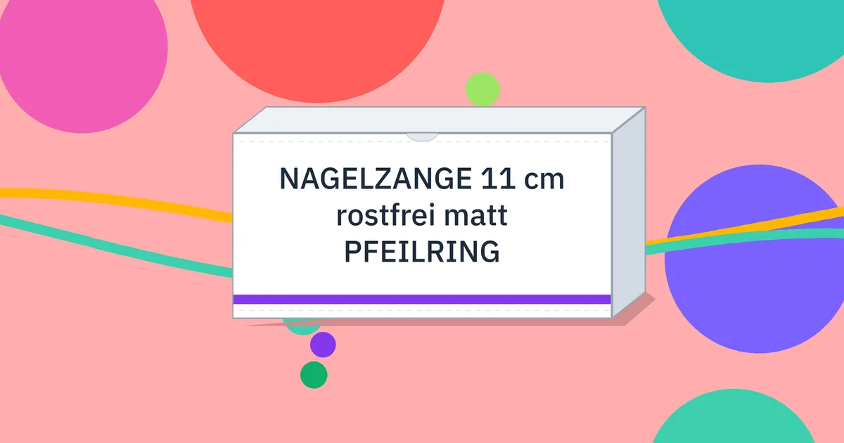 Symbolbild: Packung mit der Aufschrift NAGELZANGE 11 cm rostfrei matt PFEILRING (PZN 10191981) – Verfügbarkeit und Bezug in Apotheken in Frankfurt am Main