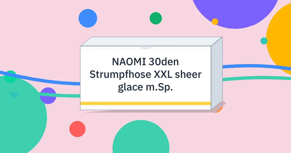 Symbolbild: Packung mit der Aufschrift NAOMI 30den Strumpfhose XXL sheer glace m.Sp. (PZN 16179159) – Verfügbarkeit und Bezug in Apotheken in Frankfurt am Main