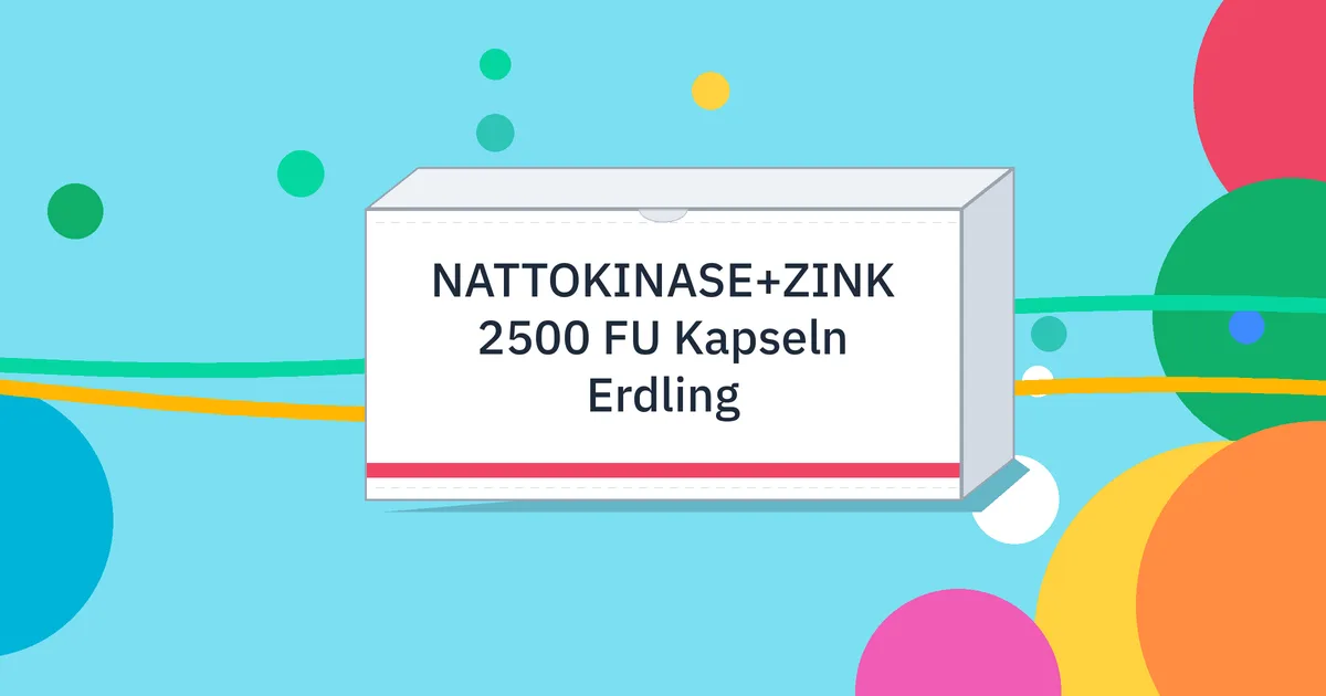 Symbolbild: Packung mit der Aufschrift NATTOKINASE+ZINK 2500 FU Kapseln Erdling (PZN 19109337) – Verfügbarkeit und Bezug in Apotheken in Frankfurt am Main
