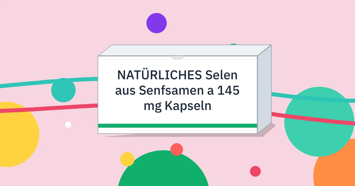 Symbolbild: Packung mit der Aufschrift NATÜRLICHES Selen aus Senfsamen a 145 mg Kapseln (PZN 16794278) – Verfügbarkeit und Bezug in Apotheken in Frankfurt am Main