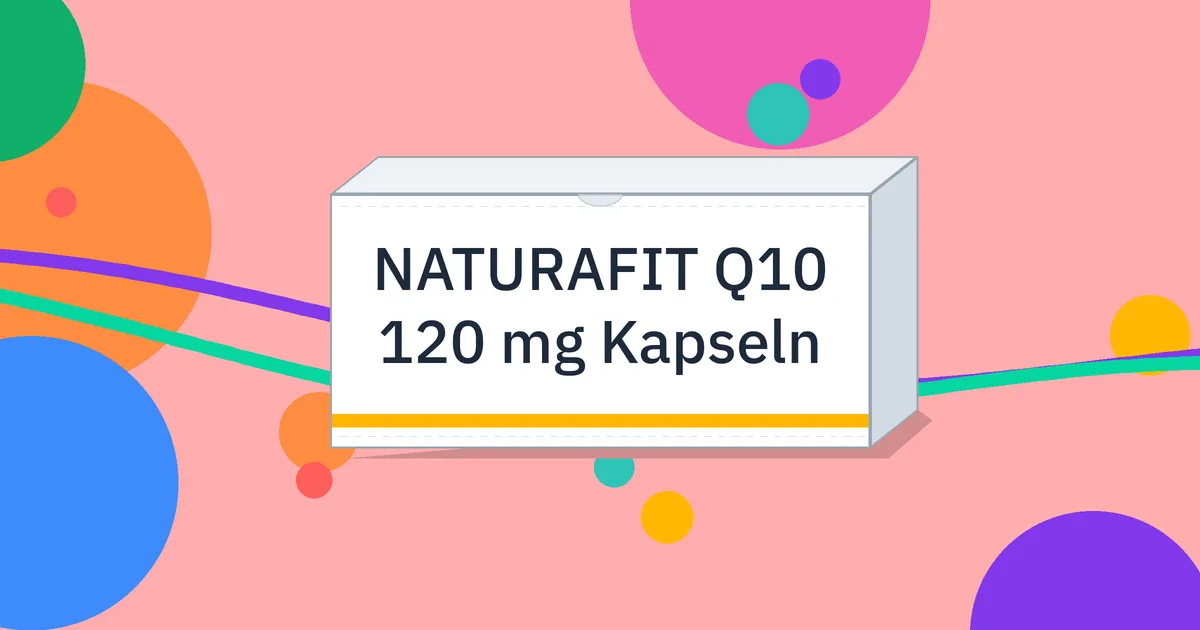 Symbolbild: Packung mit der Aufschrift NATURAFIT Q10 120 mg Kapseln (PZN 07240374) – Verfügbarkeit und Bezug in Apotheken in Frankfurt am Main