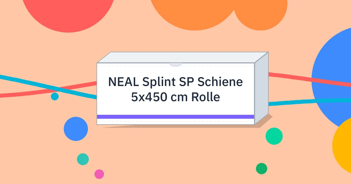 Symbolbild: Packung mit der Aufschrift NEAL Splint SP Schiene 5x450 cm Rolle (PZN 19206744) – Verfügbarkeit und Bezug in Apotheken in Frankfurt am Main