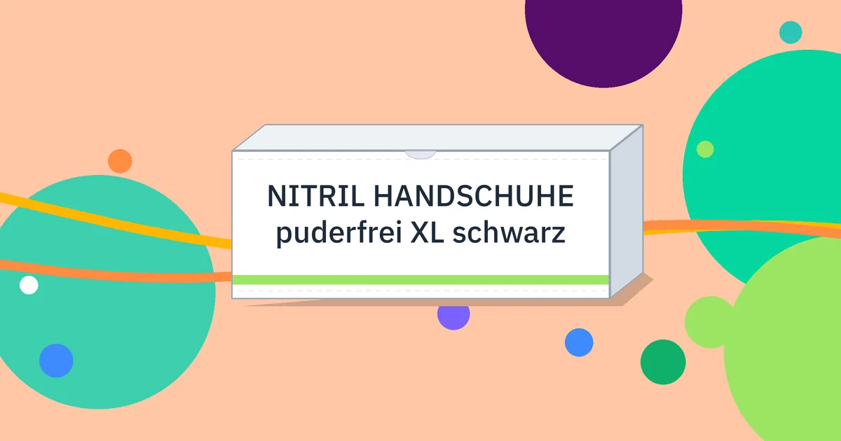 Symbolbild: Packung mit der Aufschrift NITRIL HANDSCHUHE puderfrei XL schwarz (PZN 09617305) – Verfügbarkeit und Bezug in Apotheken in Frankfurt am Main