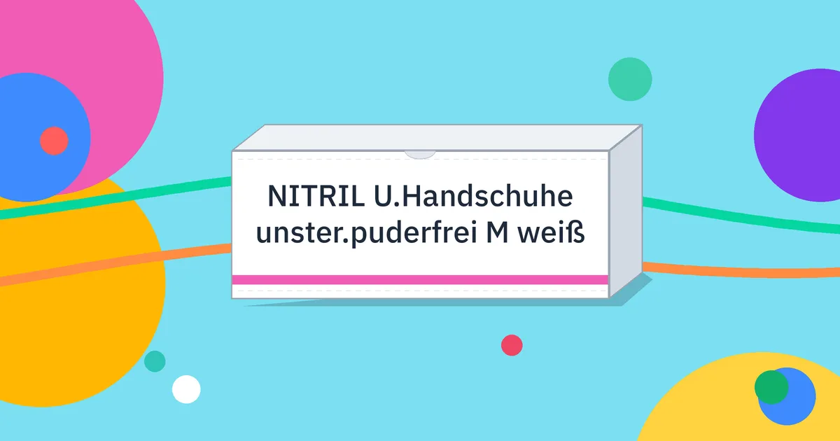 Symbolbild: Packung mit der Aufschrift NITRIL U.Handschuhe unster.puderfrei M weiß (PZN 10761881) – Verfügbarkeit und Bezug in Apotheken in Frankfurt am Main