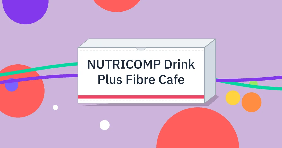 Symbolbild: Packung mit der Aufschrift NUTRICOMP Drink Plus Fibre Cafe (PZN 11847490) – Verfügbarkeit und Bezug in Apotheken in Frankfurt am Main