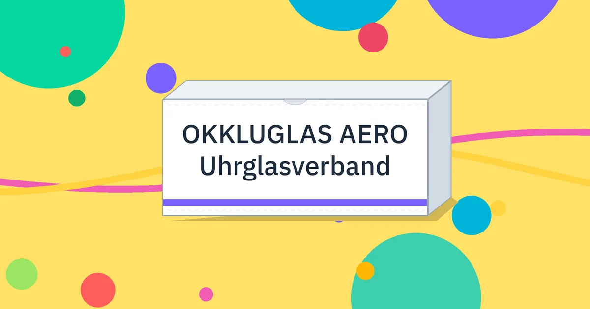 Symbolbild: Packung mit der Aufschrift OKKLUGLAS AERO Uhrglasverband (PZN 04173625) – Verfügbarkeit und Bezug in Apotheken in Frankfurt am Main