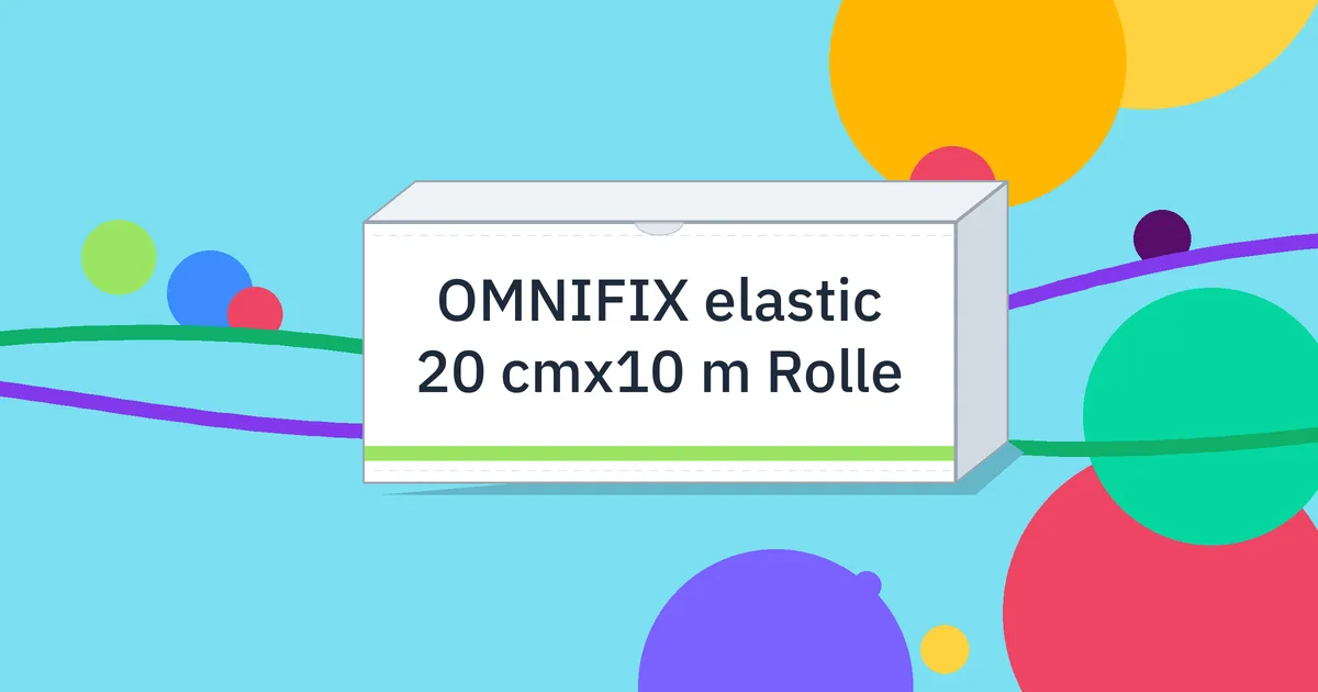 Symbolbild: Packung mit der Aufschrift OMNIFIX elastic 20 cmx10 m Rolle (PZN 15424510) – Verfügbarkeit und Bezug in Apotheken in Frankfurt am Main