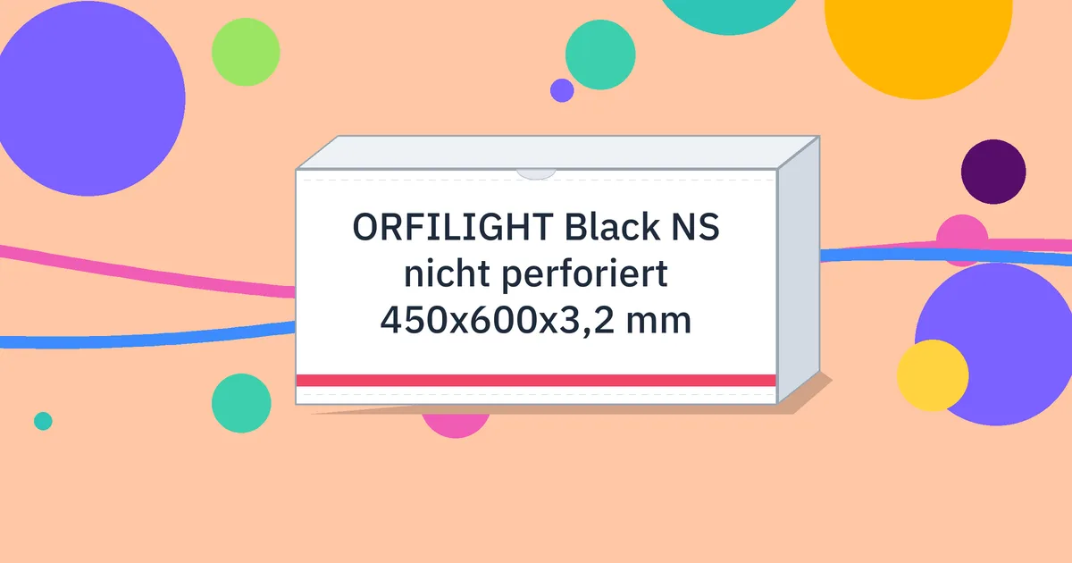 Symbolbild: Packung mit der Aufschrift ORFILIGHT Black NS nicht perforiert 450x600x3,2 mm (PZN 19397069) – Verfügbarkeit und Bezug in Apotheken in Frankfurt am Main