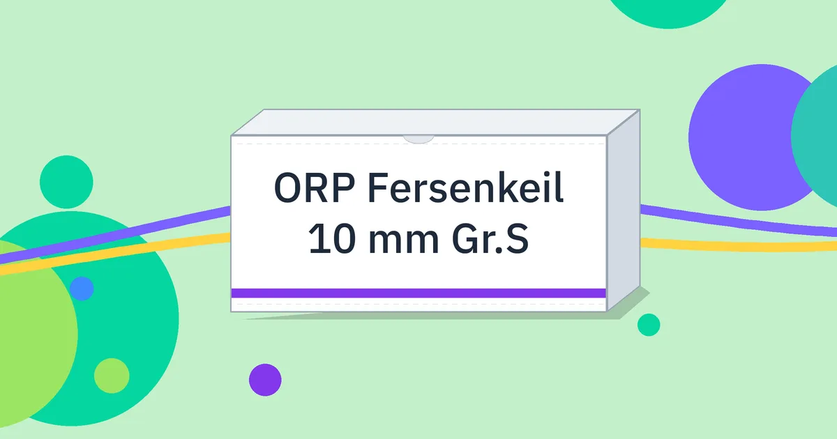 Symbolbild: Packung mit der Aufschrift ORP Fersenkeil 10 mm Gr.S (PZN 05360654) – Verfügbarkeit und Bezug in Apotheken in Frankfurt am Main
