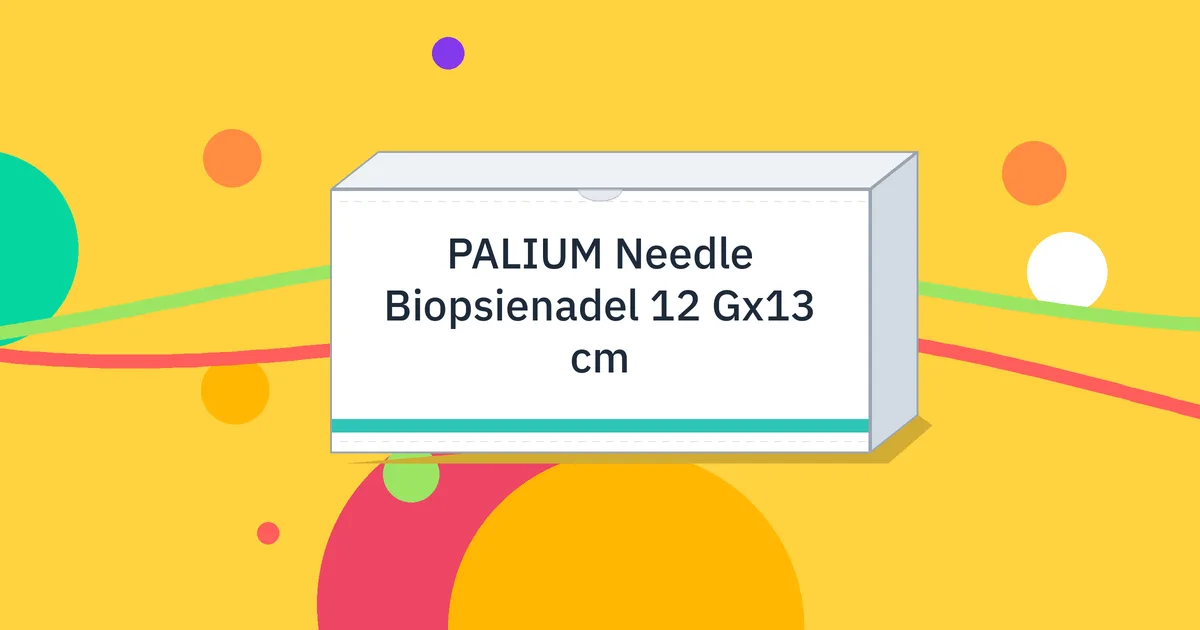 Symbolbild: Packung mit der Aufschrift PALIUM Needle Biopsienadel 12 Gx13 cm (PZN 16922641) – Verfügbarkeit und Bezug in Apotheken in Frankfurt am Main