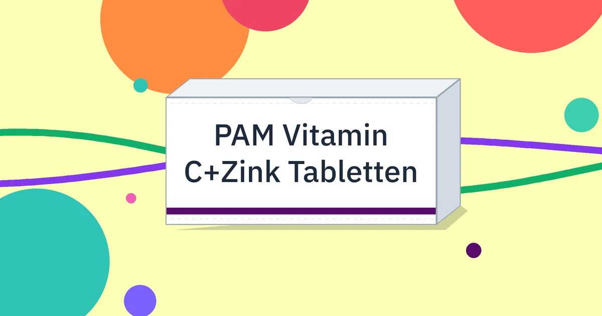 Symbolbild: Packung mit der Aufschrift PAM Vitamin C+Zink Tabletten (PZN 20280295) – Verfügbarkeit und Bezug in Apotheken in Frankfurt am Main