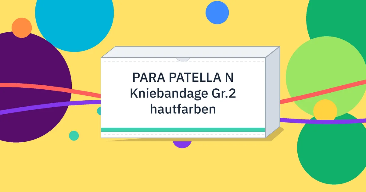 Symbolbild: Packung mit der Aufschrift PARA PATELLA N Kniebandage Gr.2 hautfarben (PZN 10003459) – Verfügbarkeit und Bezug in Apotheken in Frankfurt am Main