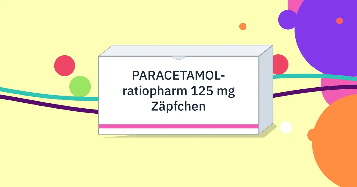 Symbolbild: Packung mit der Aufschrift PARACETAMOL-ratiopharm 125 mg Zäpfchen (PZN 03953580) – Verfügbarkeit und Bezug in Apotheken in Frankfurt am Main