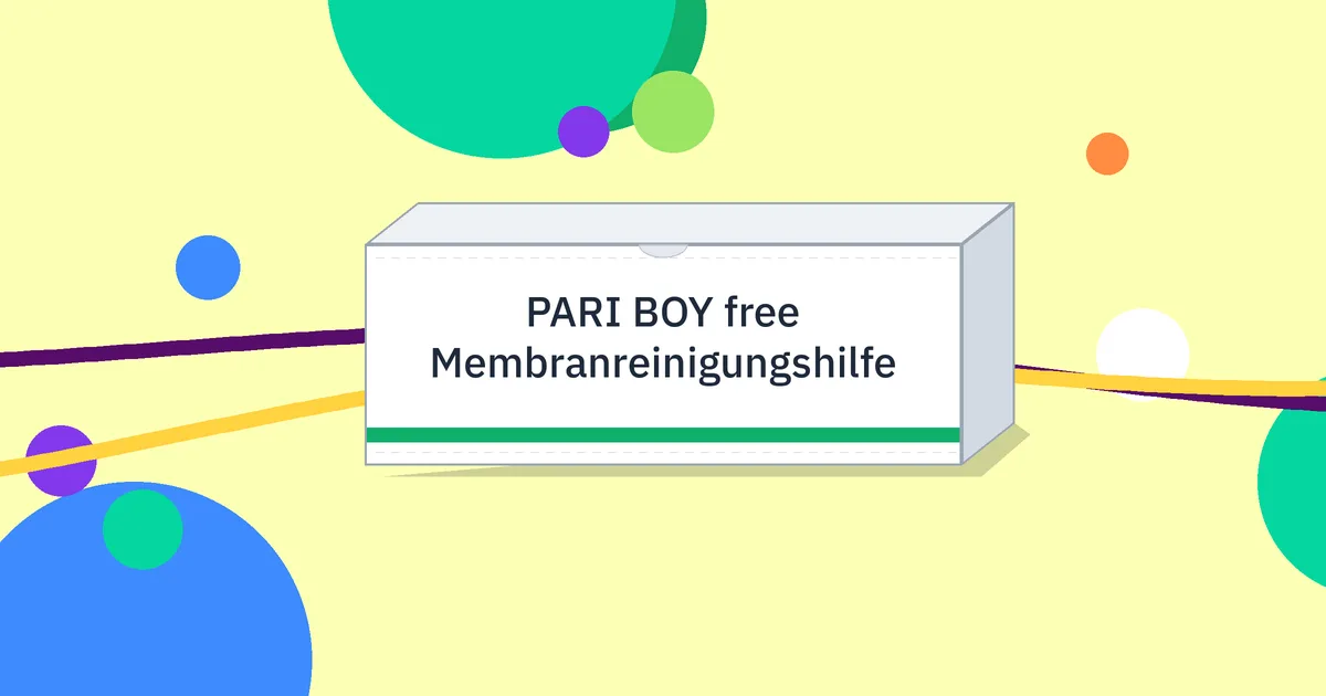 Symbolbild: Packung mit der Aufschrift PARI BOY free Membranreinigungshilfe (PZN 14047293) – Verfügbarkeit und Bezug in Apotheken in Frankfurt am Main