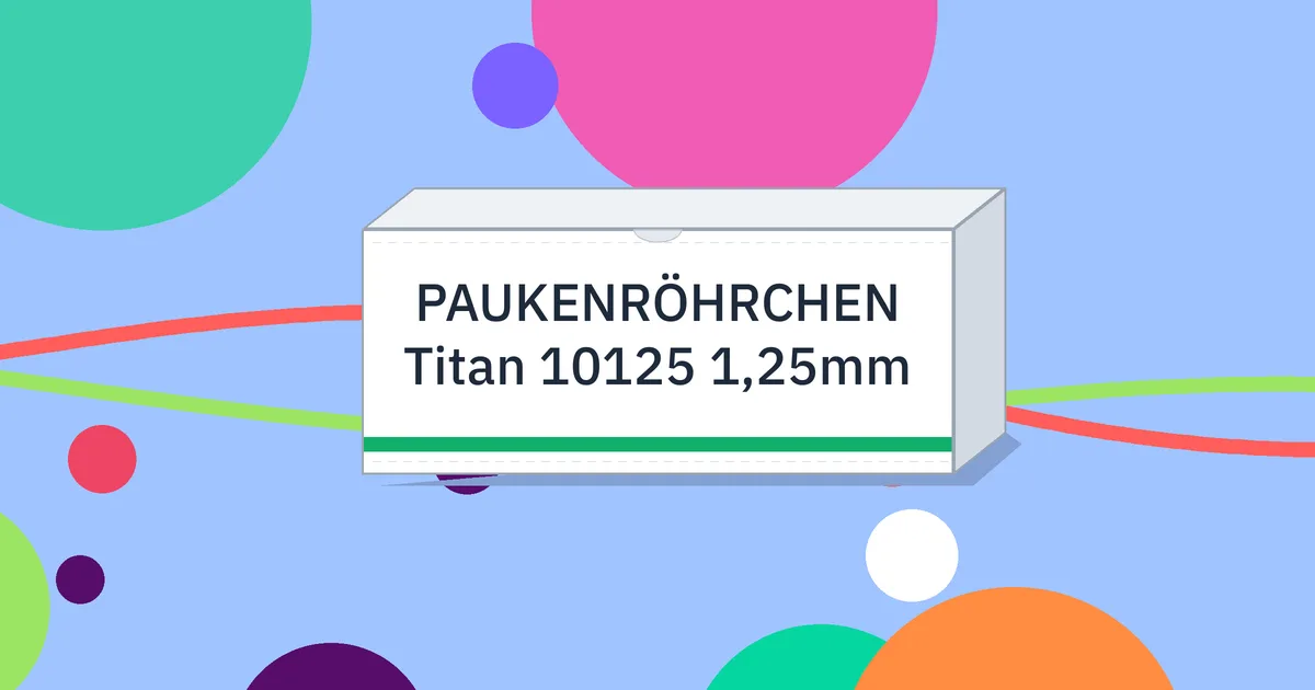 Symbolbild: Packung mit der Aufschrift PAUKENRÖHRCHEN Titan 10125 1,25mm (PZN 00186111) – Verfügbarkeit und Bezug in Apotheken in Frankfurt am Main
