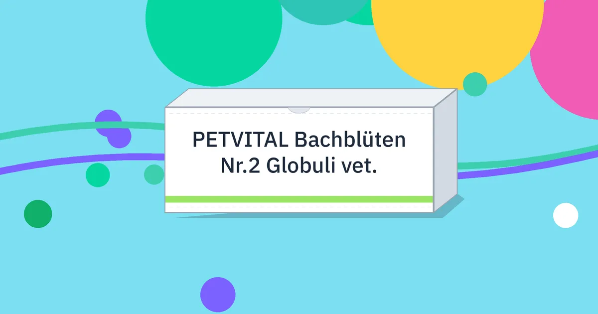 Symbolbild: Packung mit der Aufschrift PETVITAL Bachblüten Nr.2 Globuli vet. (PZN 10528541) – Verfügbarkeit und Bezug in Apotheken in Frankfurt am Main