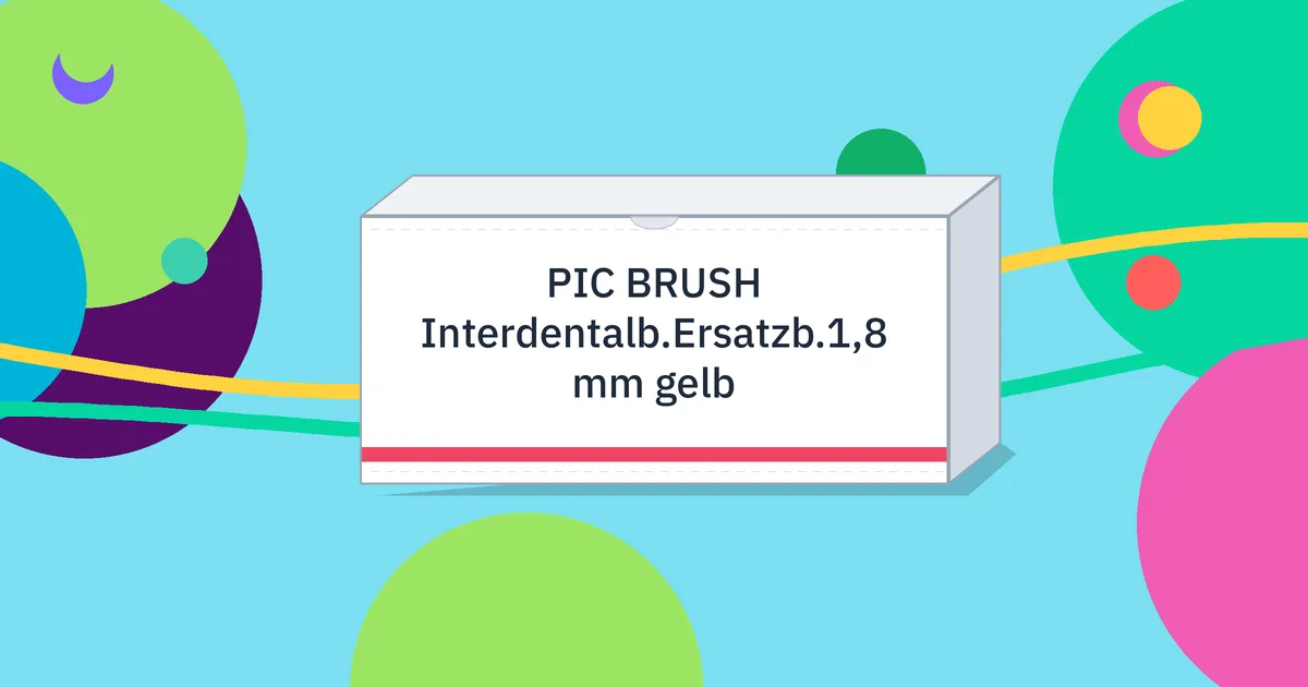Symbolbild: Packung mit der Aufschrift PIC BRUSH Interdentalb.Ersatzb.1,8 mm gelb (PZN 02106010) – Verfügbarkeit und Bezug in Apotheken in Frankfurt am Main