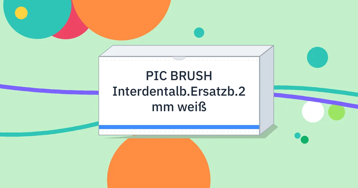 Symbolbild: Packung mit der Aufschrift PIC BRUSH Interdentalb.Ersatzb.2 mm weiß (PZN 02106062) – Verfügbarkeit und Bezug in Apotheken in Frankfurt am Main