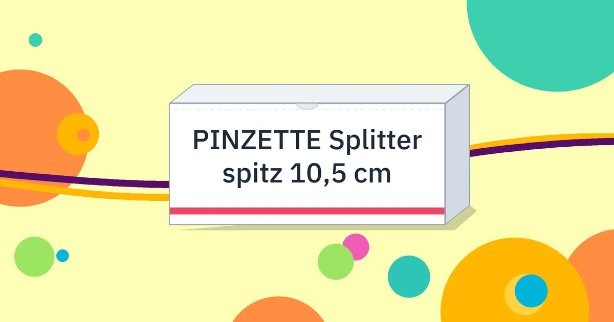 Symbolbild: Packung mit der Aufschrift PINZETTE Splitter spitz 10,5 cm (PZN 05522683) – Verfügbarkeit und Bezug in Apotheken in Frankfurt am Main