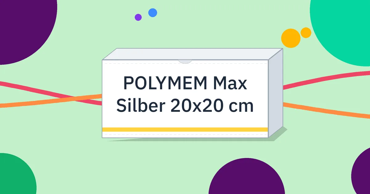 Symbolbild: Packung mit der Aufschrift POLYMEM Max Silber 20x20 cm (PZN 00151093) – Verfügbarkeit und Bezug in Apotheken in Frankfurt am Main