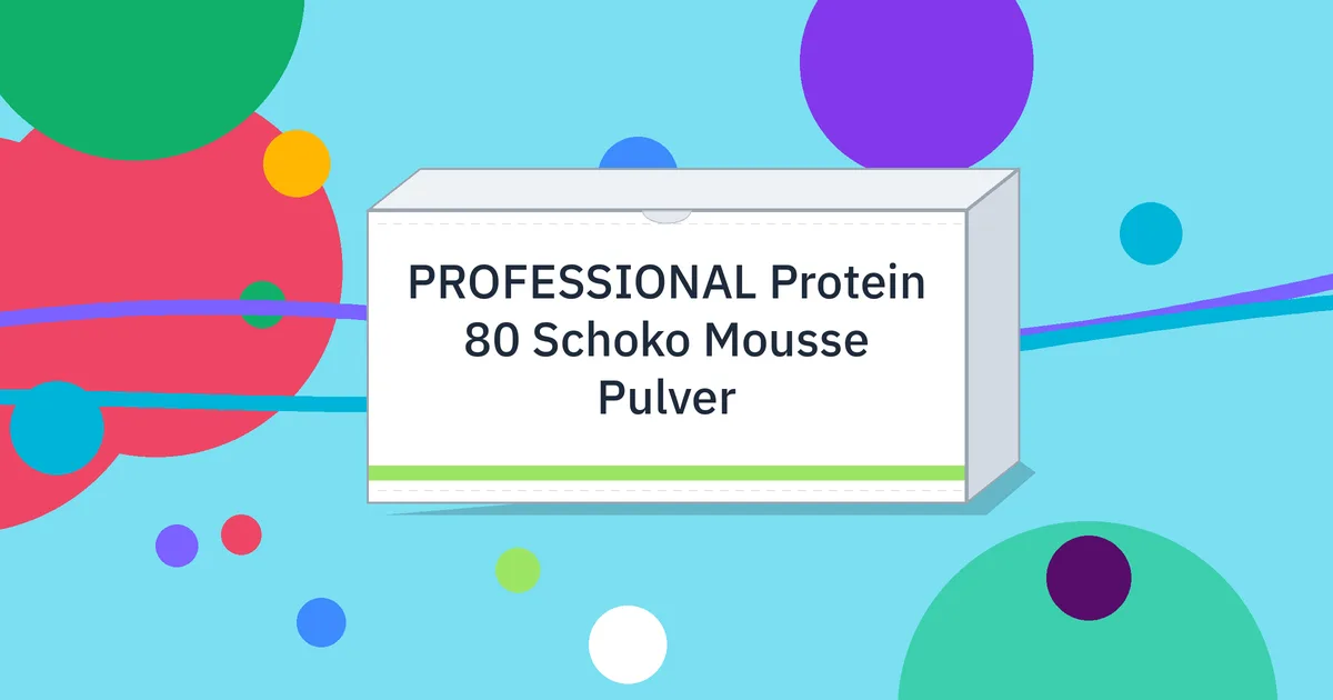 Symbolbild: Packung mit der Aufschrift PROFESSIONAL Protein 80 Schoko Mousse Pulver (PZN 15261172) – Verfügbarkeit und Bezug in Apotheken in Frankfurt am Main