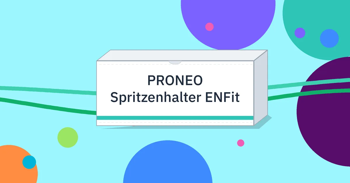Symbolbild: Packung mit der Aufschrift PRONEO Spritzenhalter ENFit (PZN 13336397) – Verfügbarkeit und Bezug in Apotheken in Frankfurt am Main