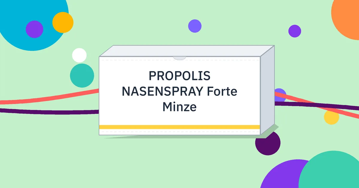 Symbolbild: Packung mit der Aufschrift PROPOLIS NASENSPRAY Forte Minze (PZN 17313861) – Verfügbarkeit und Bezug in Apotheken in Frankfurt am Main